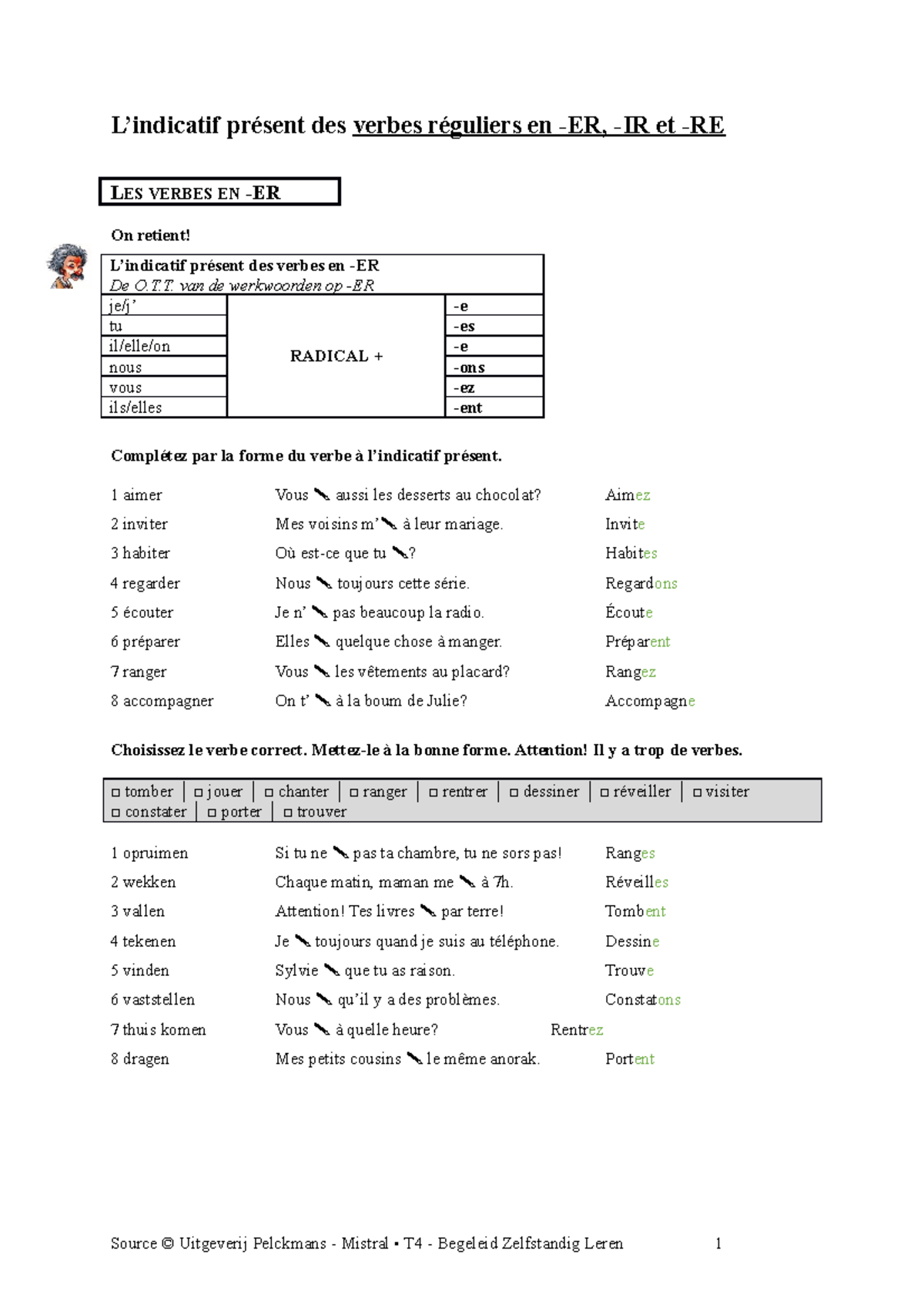 5STWC ZW 14sept - Indicatif Présent - L’indicatif présent des verbes ...