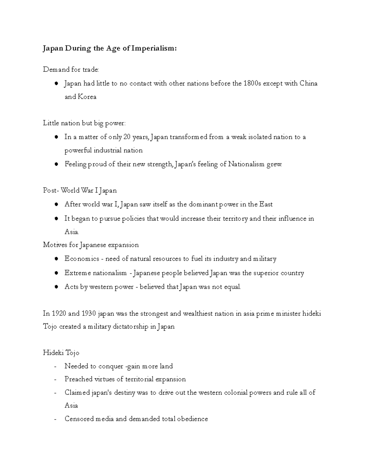 Japan impearlism Notes - Japan During the Age of Imperialism: Demand ...