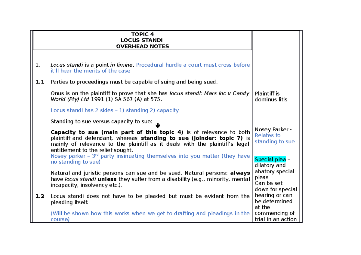 Topic 4 Overheads PART 1 - locus standi - TOPIC 4 LOCUS STANDI OVERHEAD ...