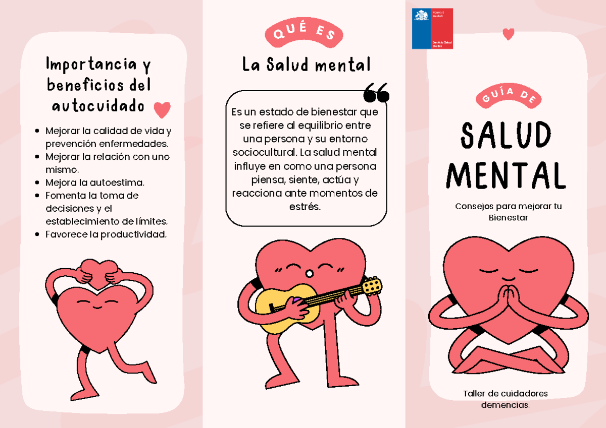 Folleto Tríptico Salud Mental y Bienestar Ilustrativo Rosa y Blanco (Trípticos) - SALUD MENTAL G ...