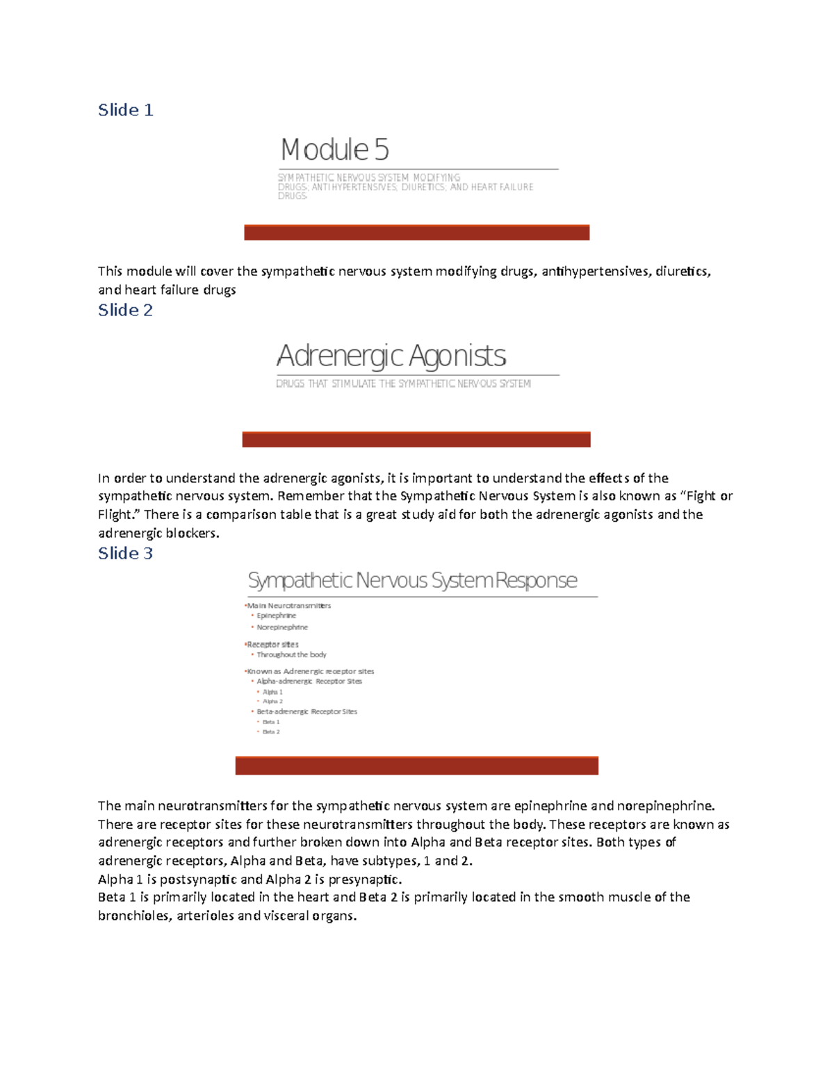 Pharmacology Fall 2020 Module 5 Notes - Slide 1 This module will cover ...