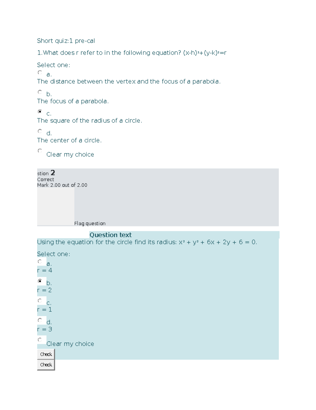 Short quiz pre cal answer key 1st quarer - Short quiz:1 pre-cal 1 does ...