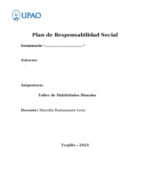Esquema del Proyecto de Responsabilidad social - Proyecto de Responsabilidad Social Denominación ...