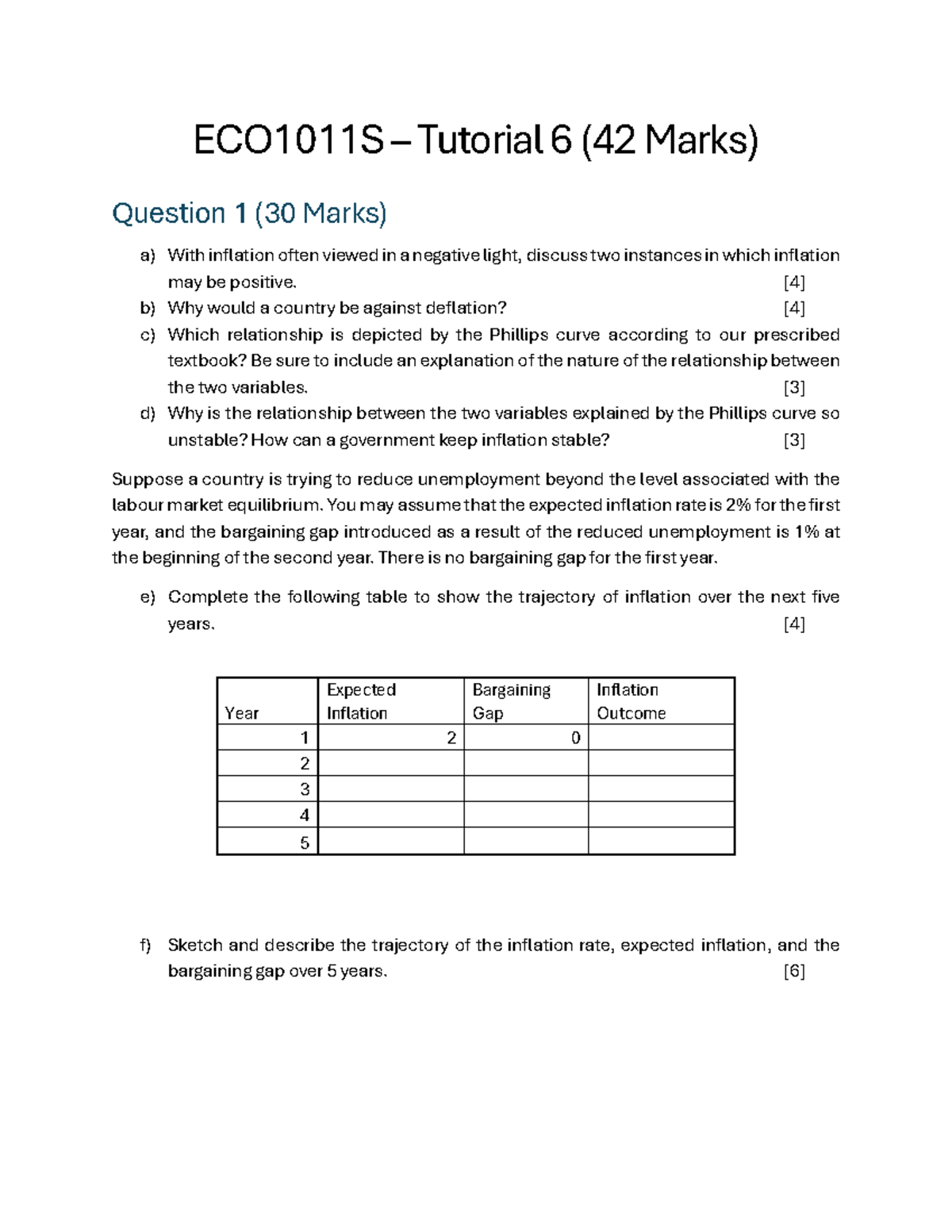 Inflation, Unemployment and Monetary Policy Tutorial - ECO1011S ...