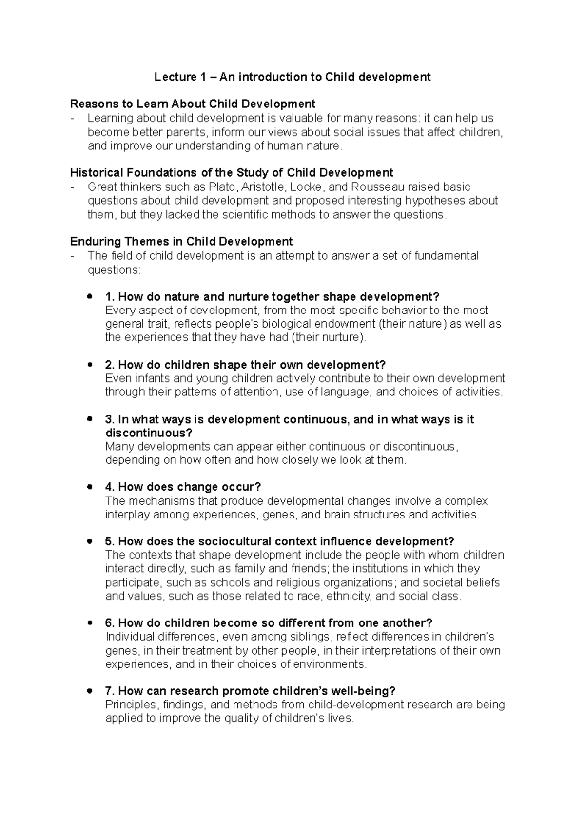 Children development Book zum Lernen - Lecture 1 – An introduction to ...