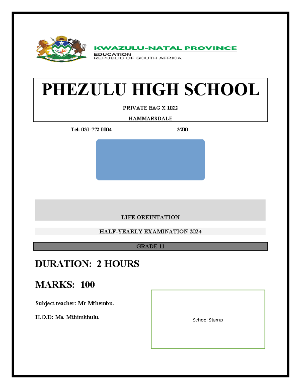 LO JUNE EXAM - Life orientation 11th grade mid-year paper - PHEZULU ...