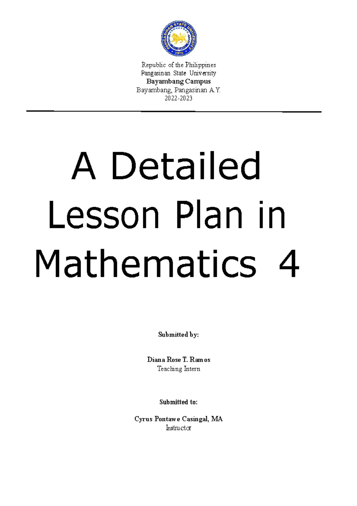 Teaching MATH Grade 4 Lesson PLAN - Republic of the Philippines ...