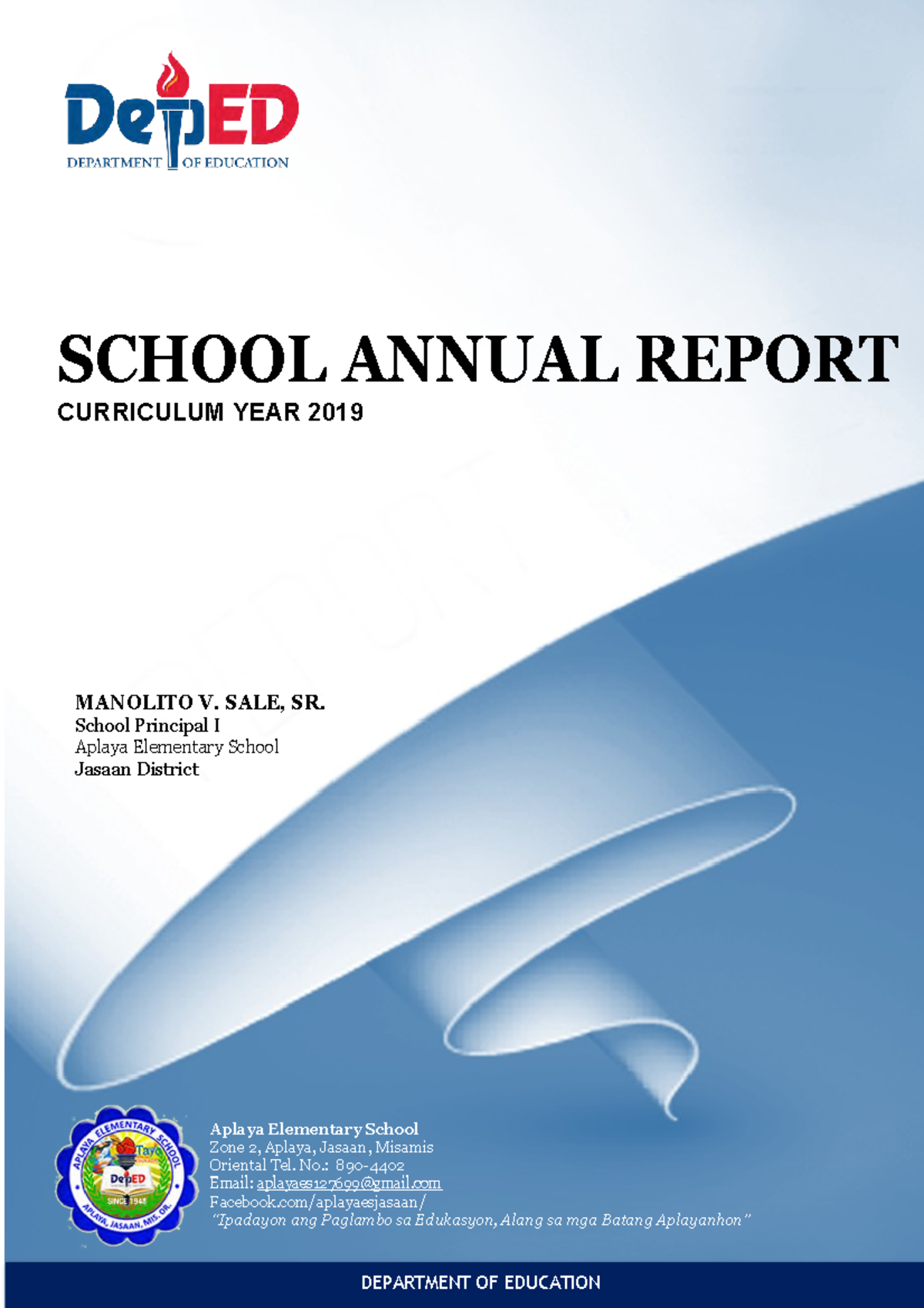 Aplaya-ES School- Annual- Report-2019-converted - SCHOOL ANNUAL REPORT ...