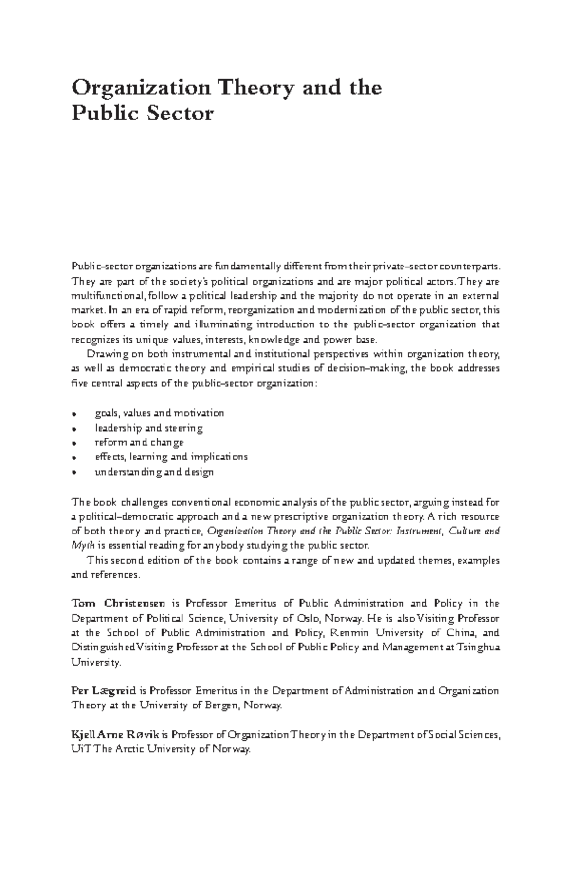 9780367855772 previewpdf - i Organization Theory and the Public Sector ...