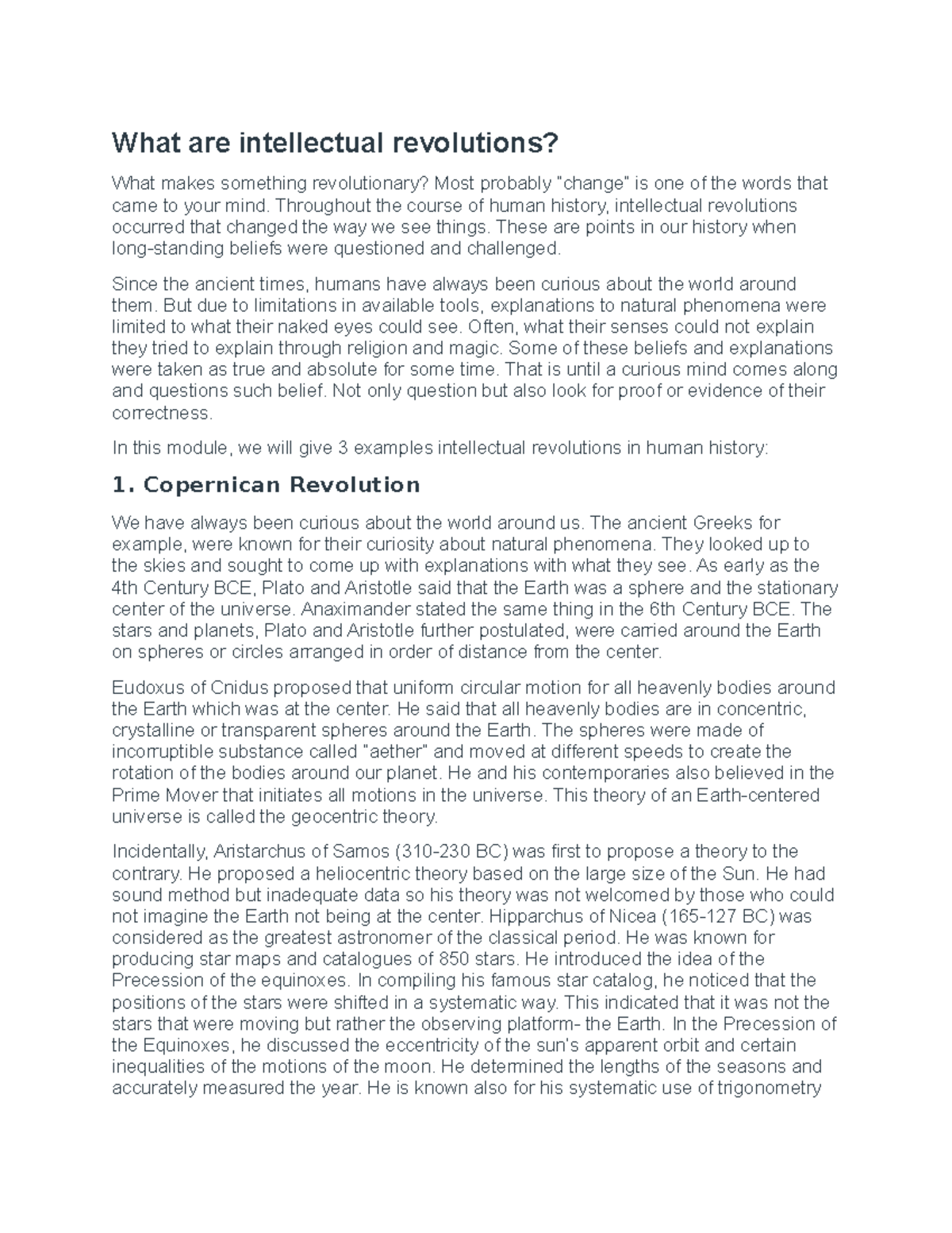 What are intellectual revolutions - Throughout the course of human ...