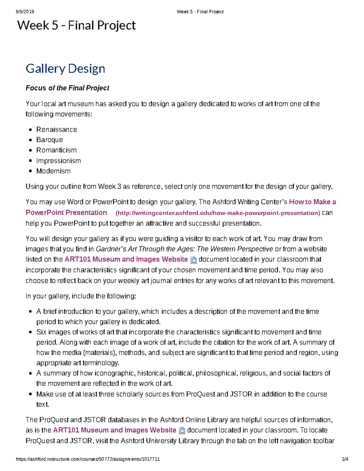 Art101Week 5 - Final Project - Week 5 - Final Project Gallery Design ...