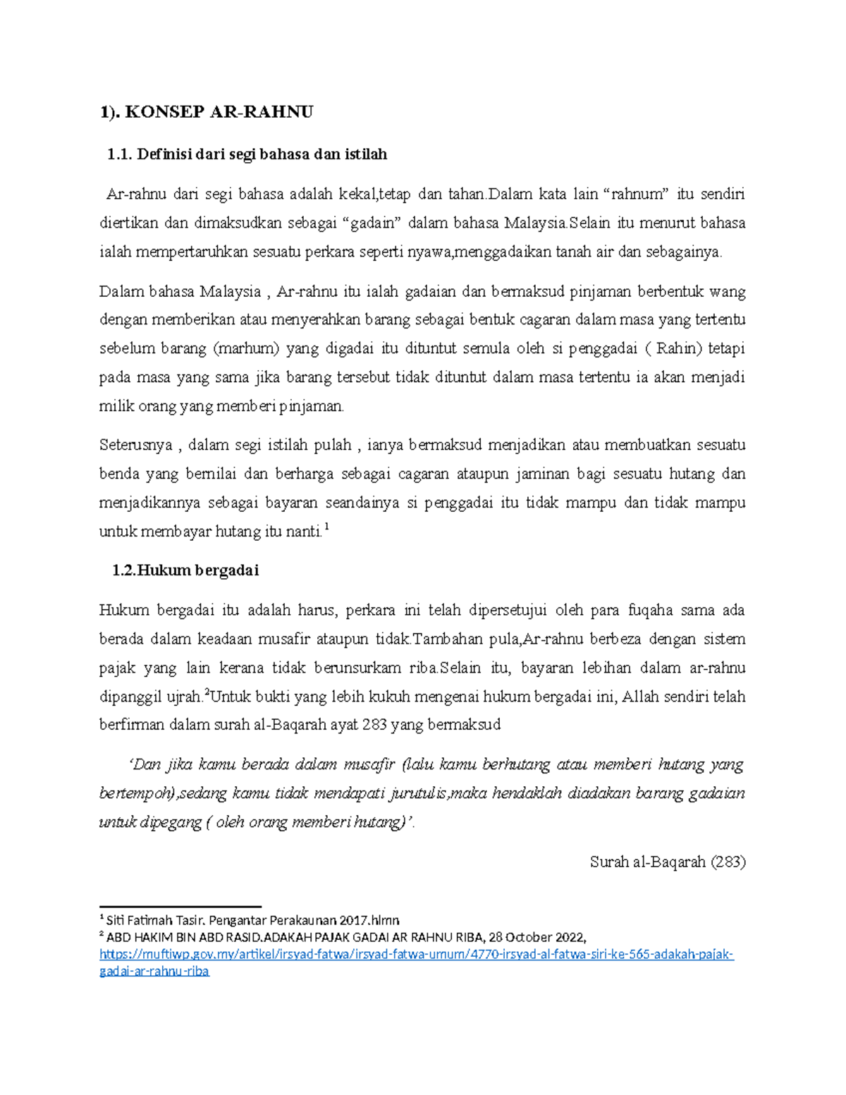 Konsep Ar- Rahnu - 1). KONSEP AR-RAHNU 1. Definisi dari segi bahasa dan ...