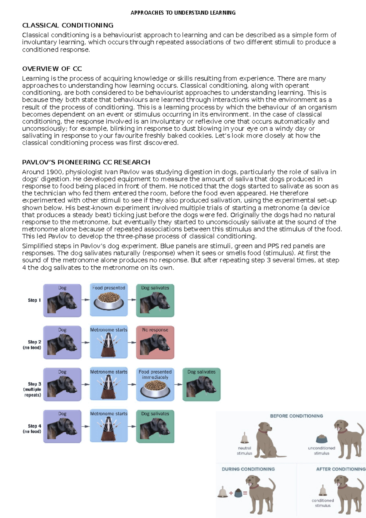 U3 - chap 5 - U3 - chap 5 - CLASSICAL CONDITIONING Classical ...