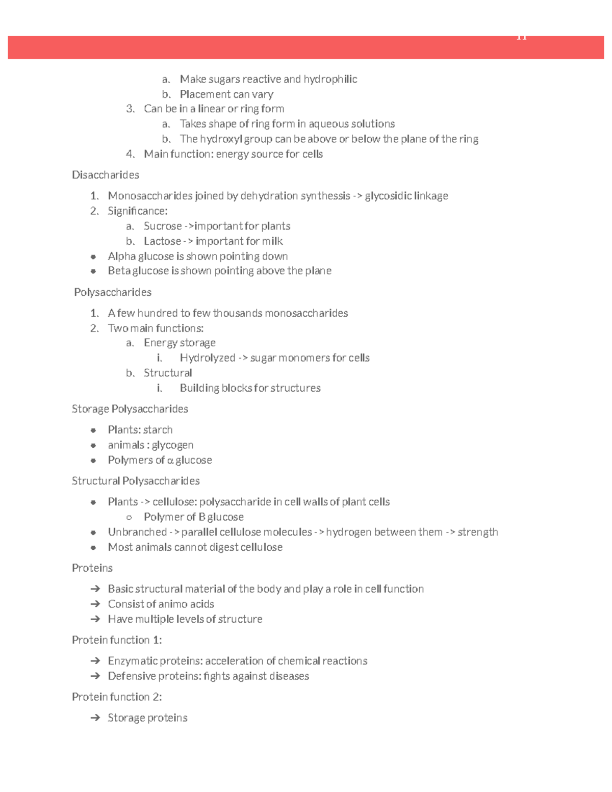 Bio notes - Gen Bio I - 11 a. Make sugars reactive and hydrophilic b ...