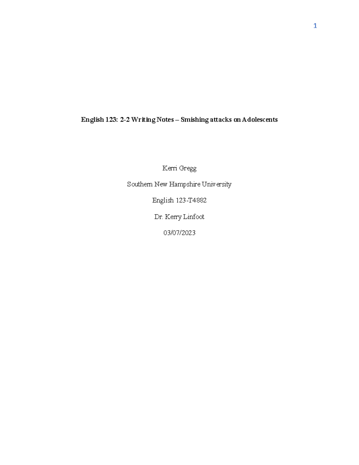 2-5 Assignment: Writing Notes - English 123: 2-2 Writing Notes ...