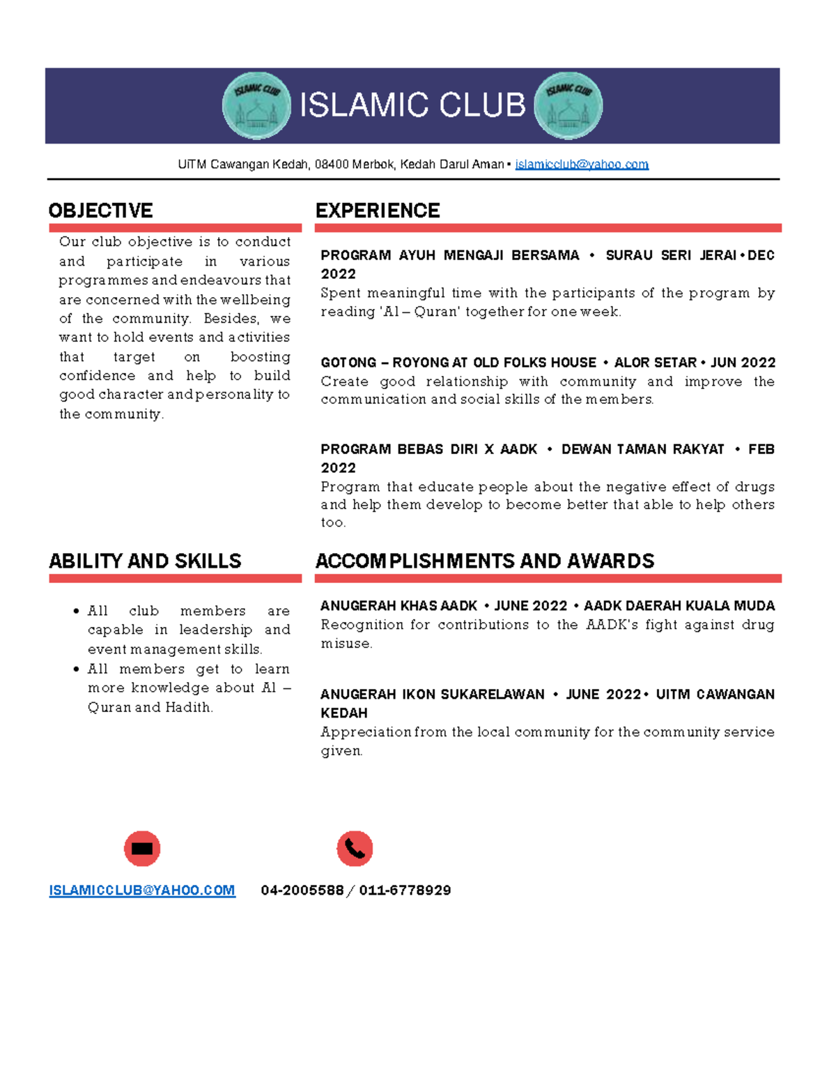 Resume - UiTM Cawangan Kedah, 08400 Merbok, Kedah Darul Aman ...