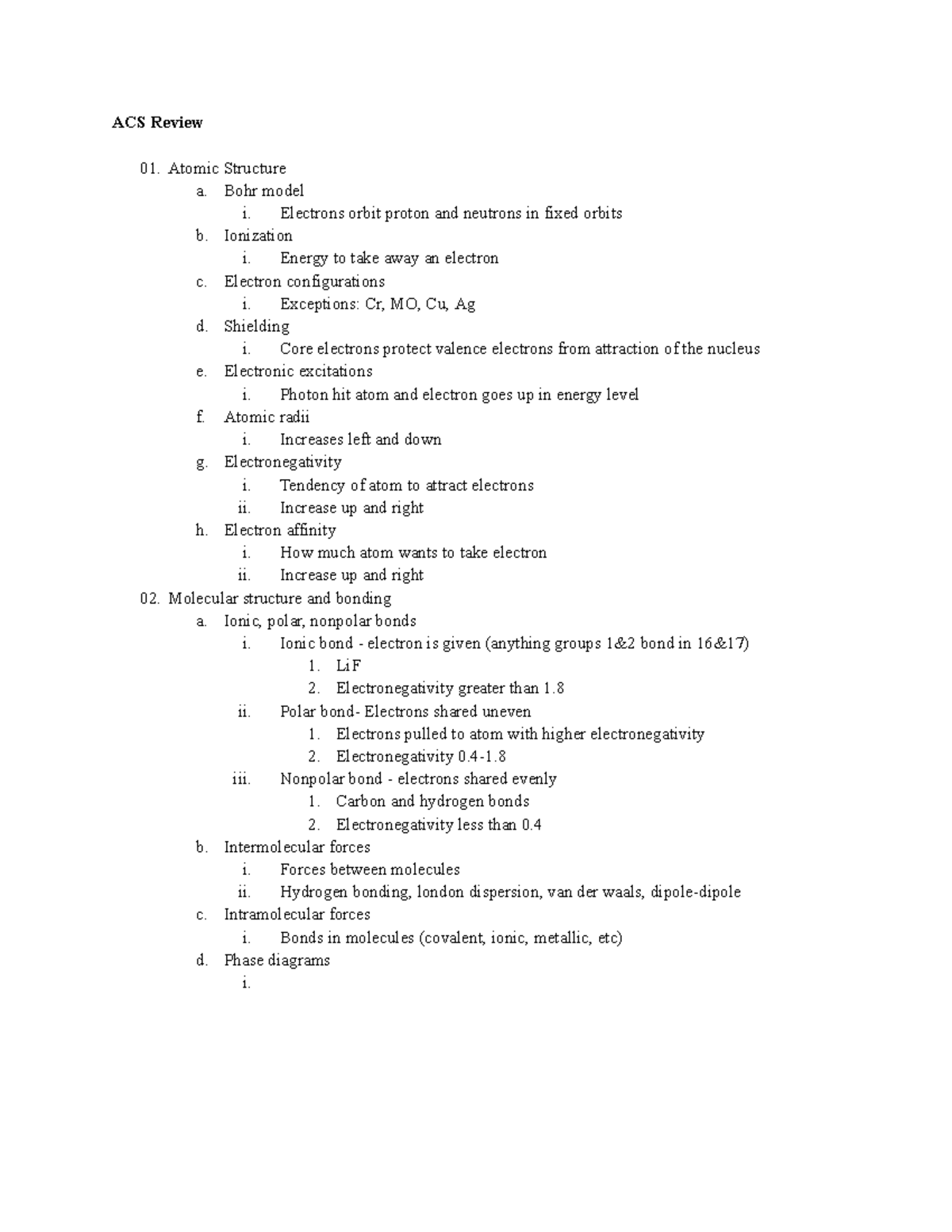 ACS Review - CHEM ACS Topic Study Guide - ACS Review 01. Atomic ...