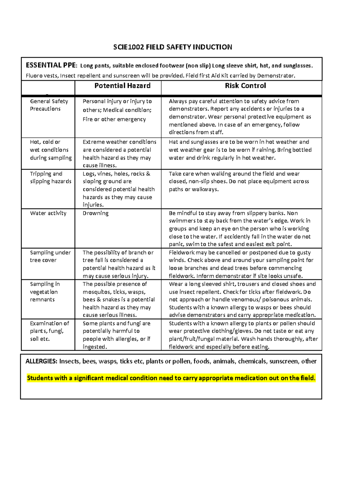 Field Safety Induction SCIE1002 - SCIE1002 FIELD SAFETY INDUCTION Step ...