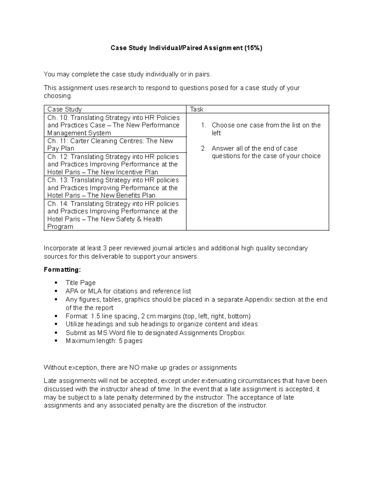 HRM 1030 Case Study Assignment: Performance Management Analysis - Case Study Individual/Paired ...