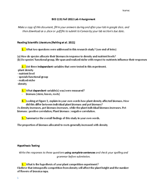 Lab 8 SP23 Worksheet Pop Ecology - Name: Lailey Mozisek BIO 1131 Spring ...