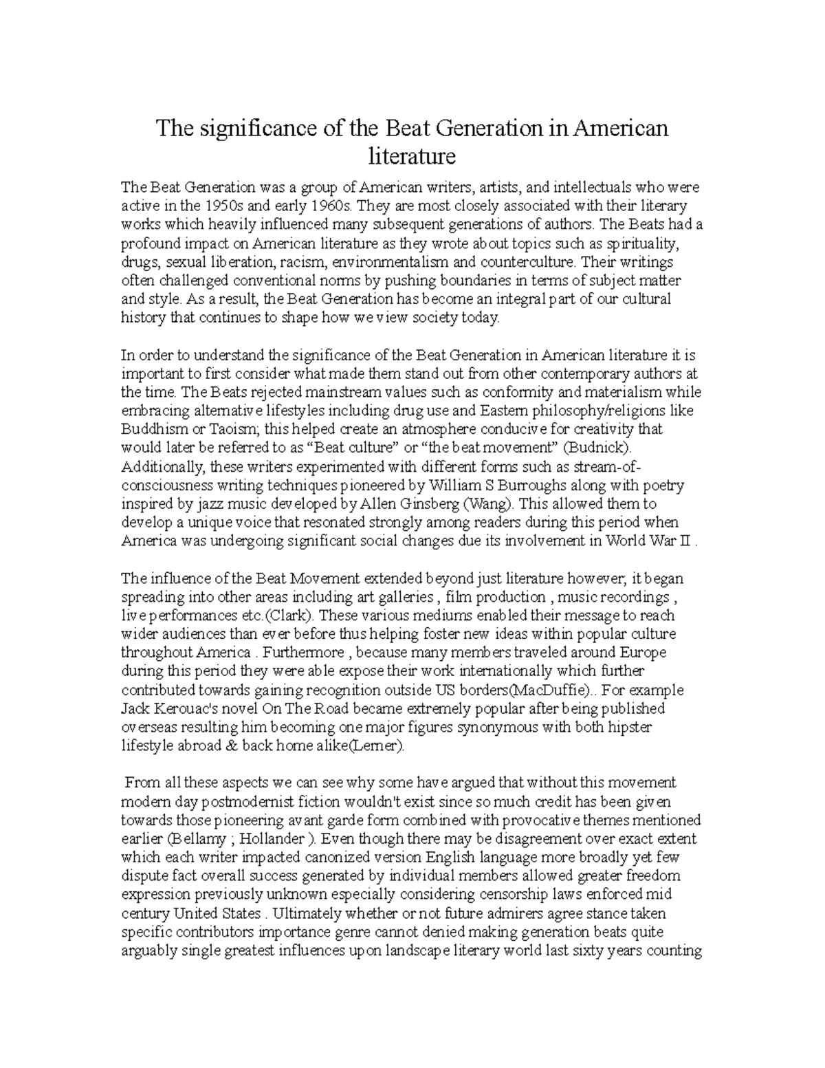 American literature - The significance of the Beat Generation in ...