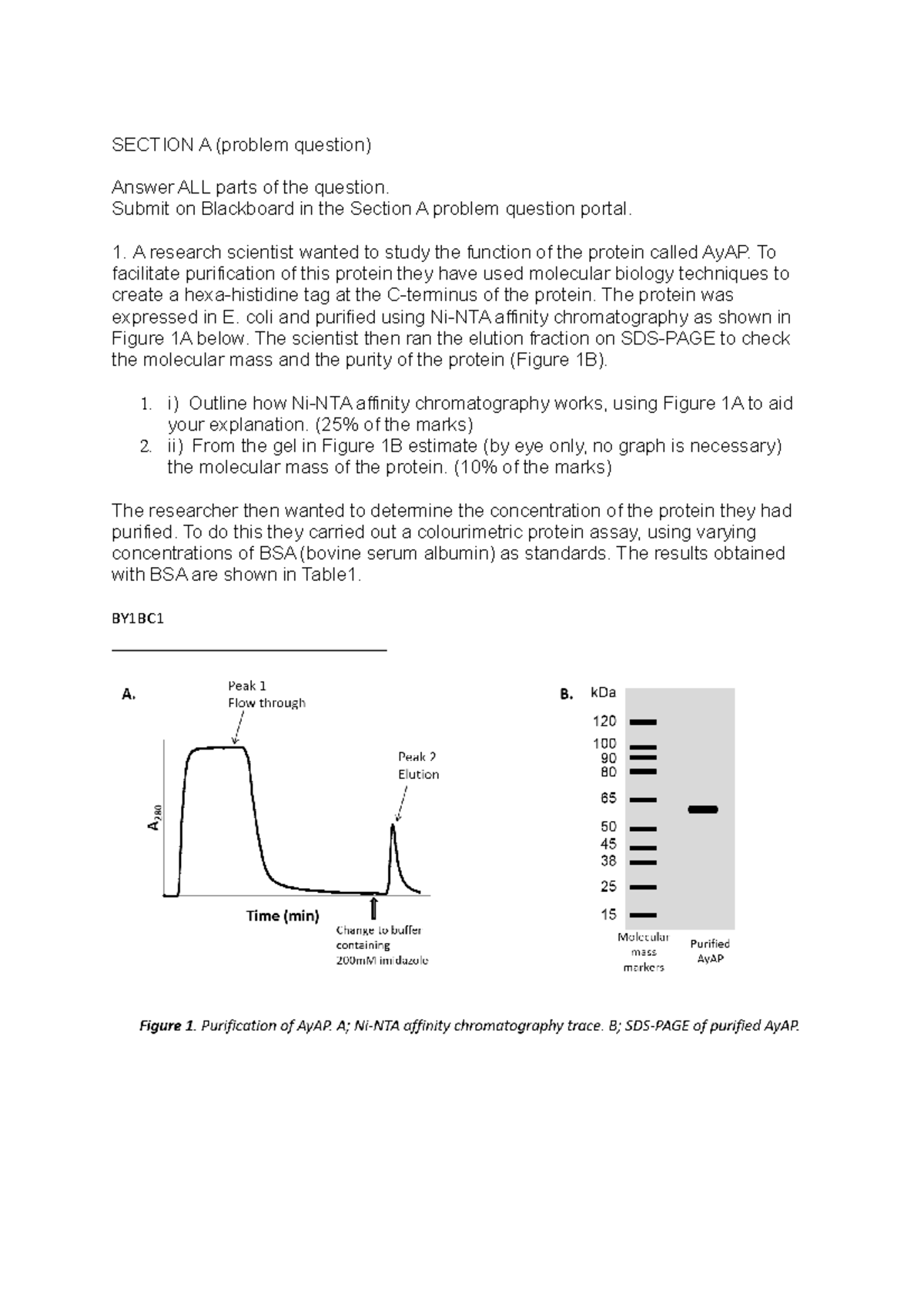 Biochem Exam - SECTION A (problem question) Answer ALL parts of the ...