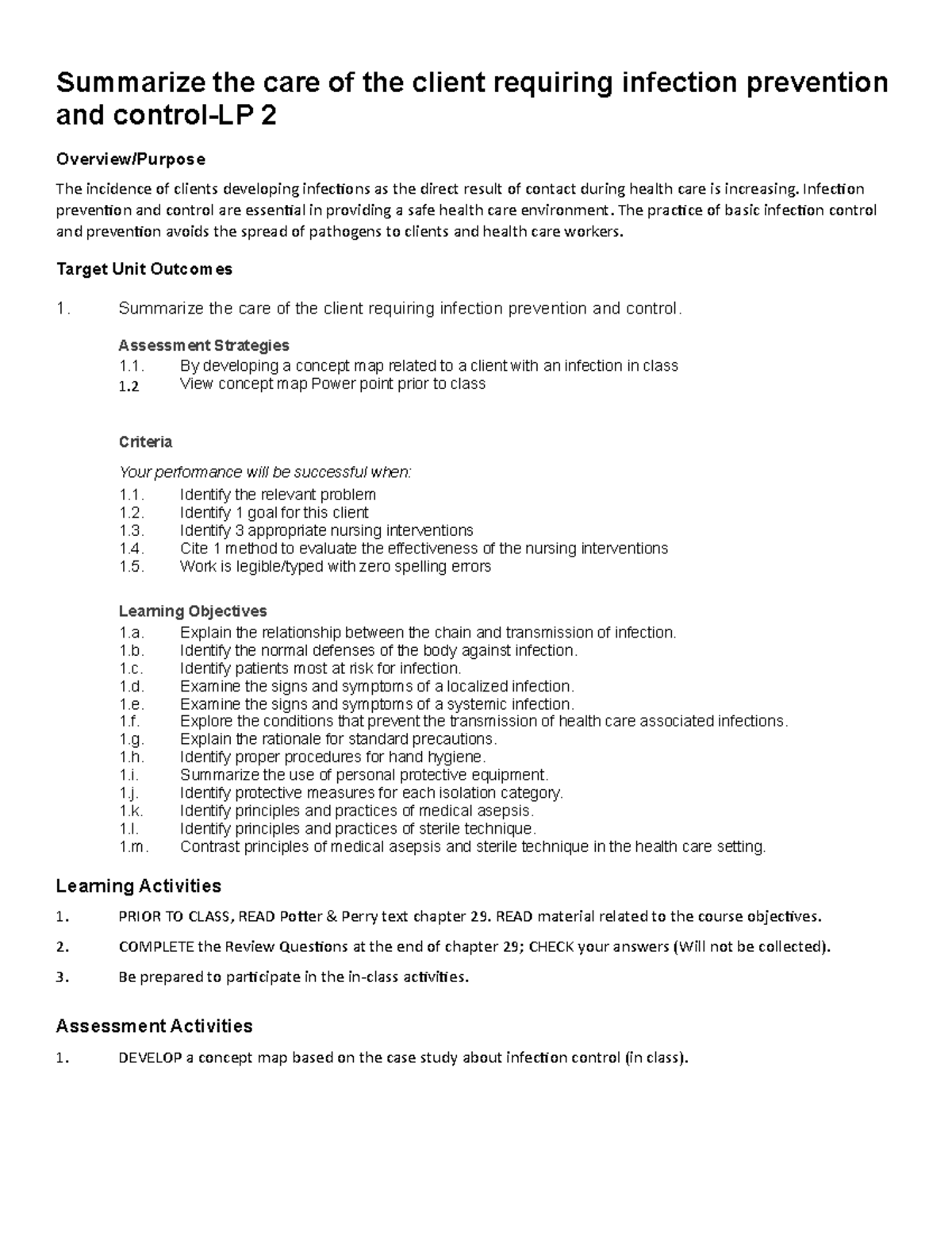 LP and PAT2 (1) - Learning Plan - Summarize the care of the client ...