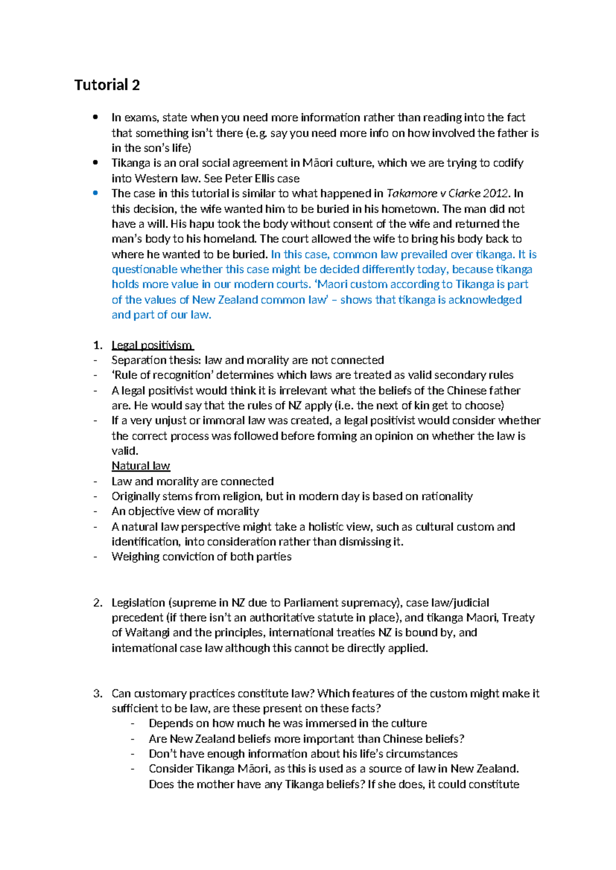 Notes from the weekly uni tutorials - Tutorial 2 In exams, state when ...