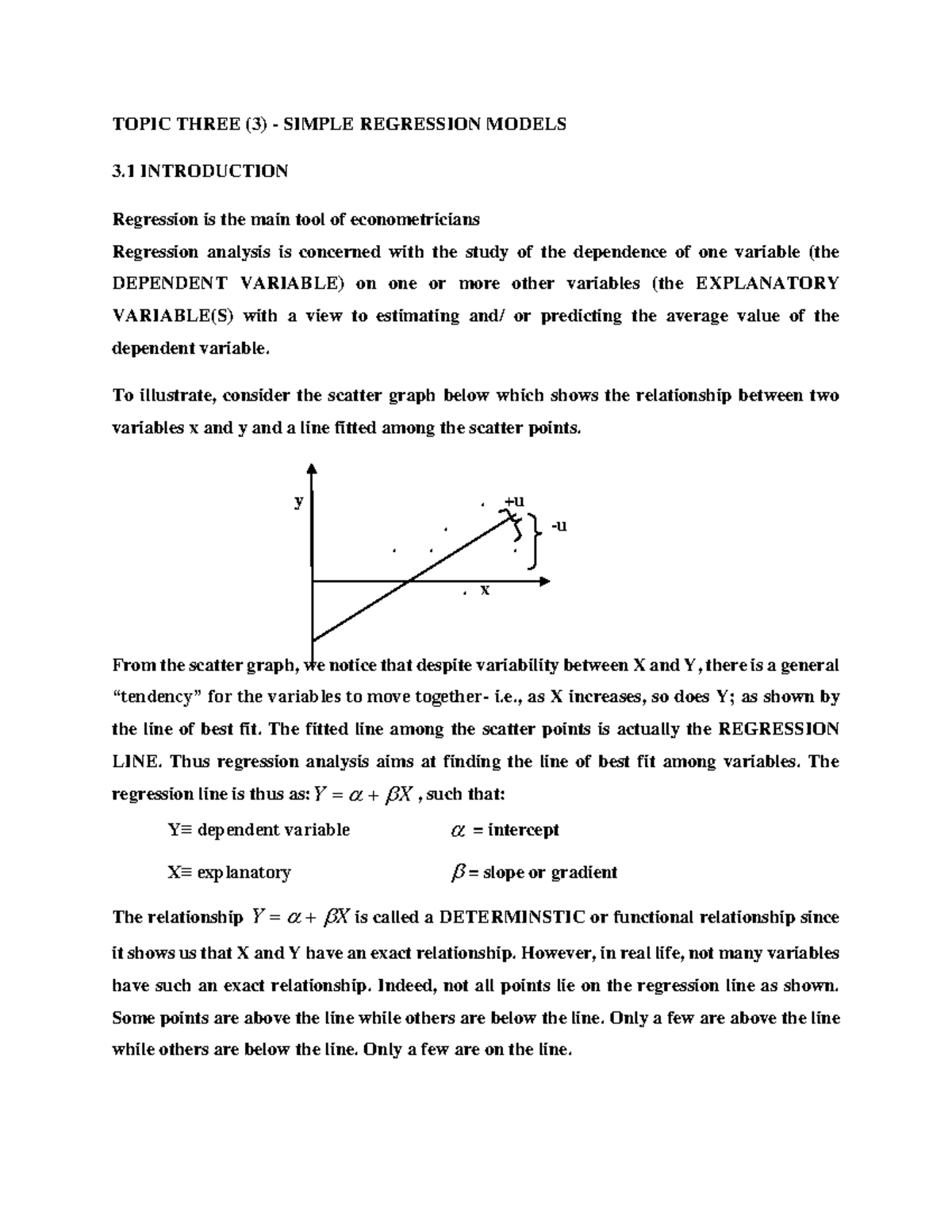 2. Linear regression Analysis-2 - TOPIC THREE (3) - SIMPLE REGRESSION MODELS 3 INTRODUCTION ...