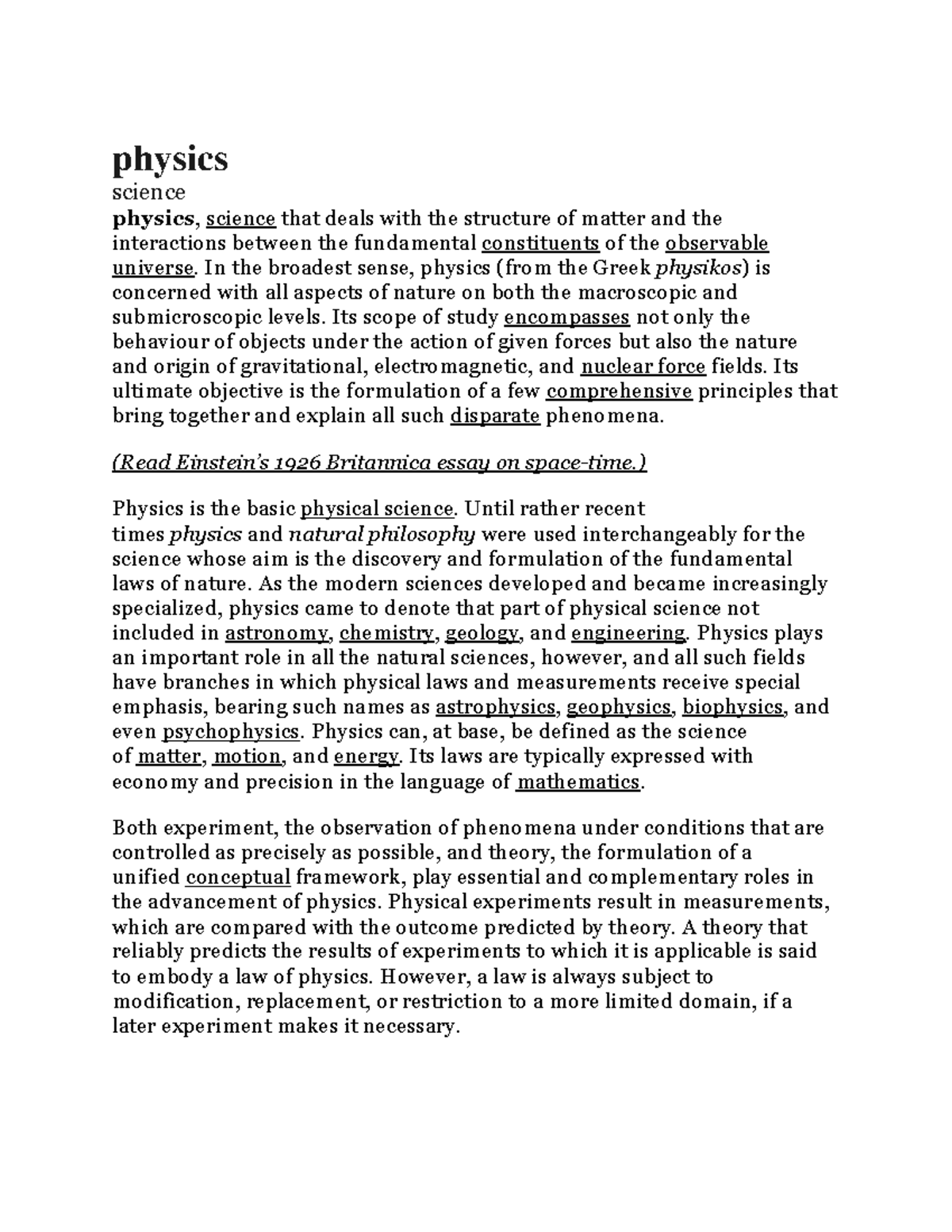 Physics - physics science physics, science that deals with the ...