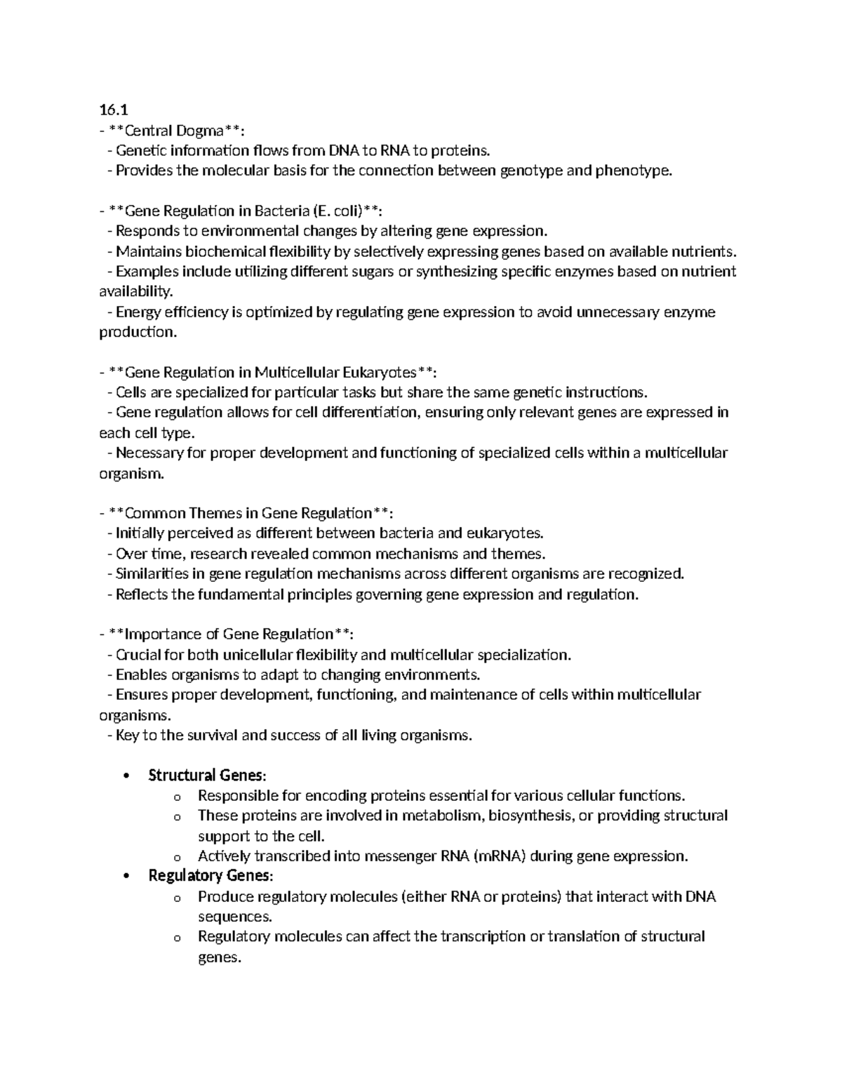 3.1-3.3 Gene - Summary Genetics - 16. - Central Dogma: - Genetic ...