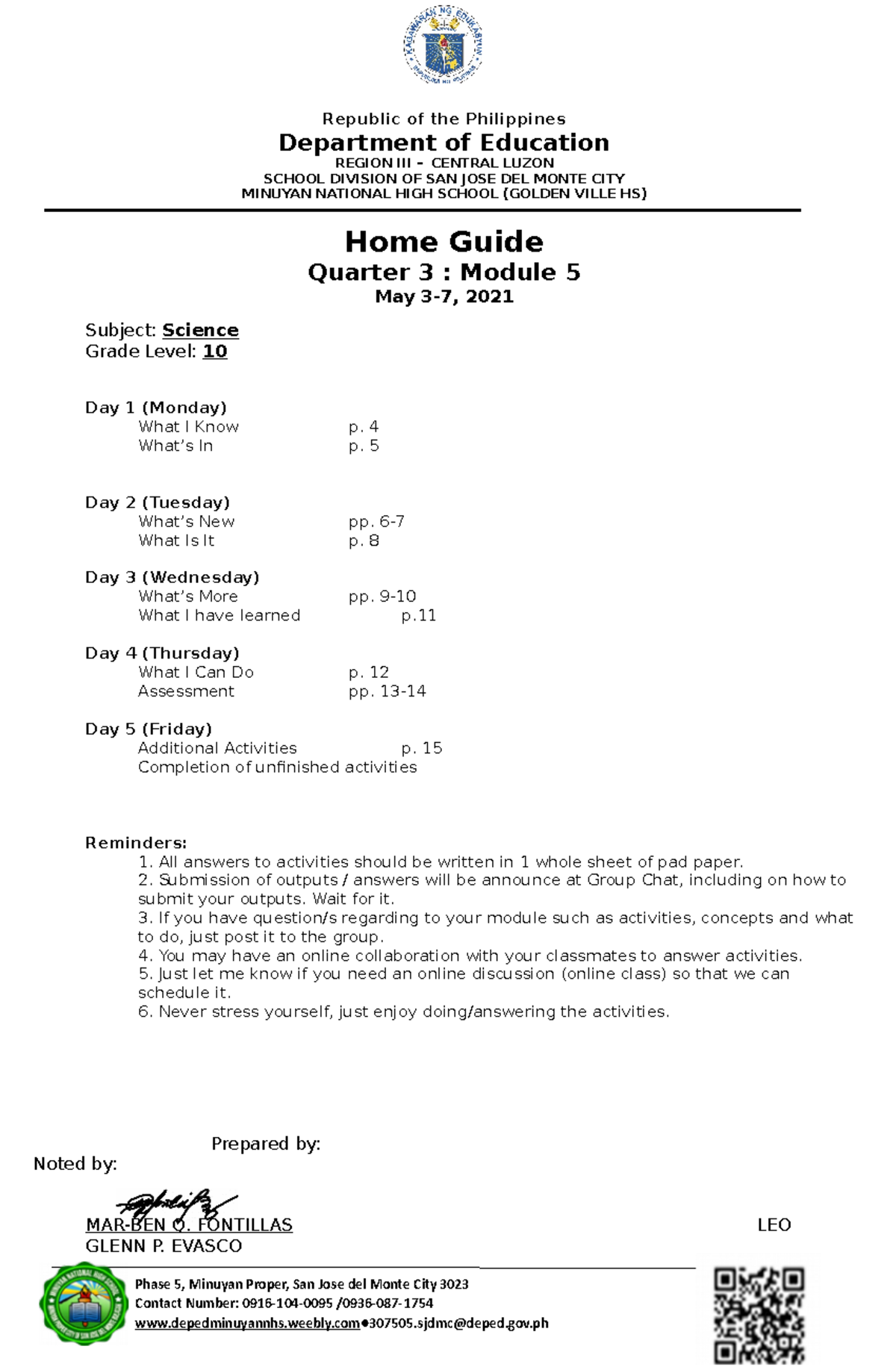 Quarter 3 Module 5 HOME Guide - Republic of the Philippines Department ...