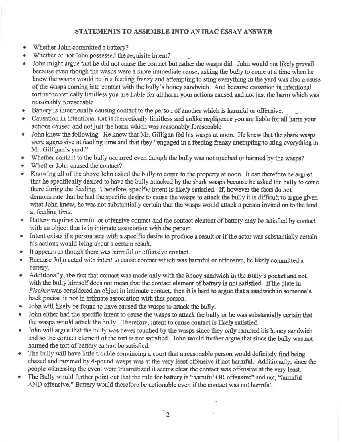 IRAC Analysis for legal writing - JUS 210 - Studocu