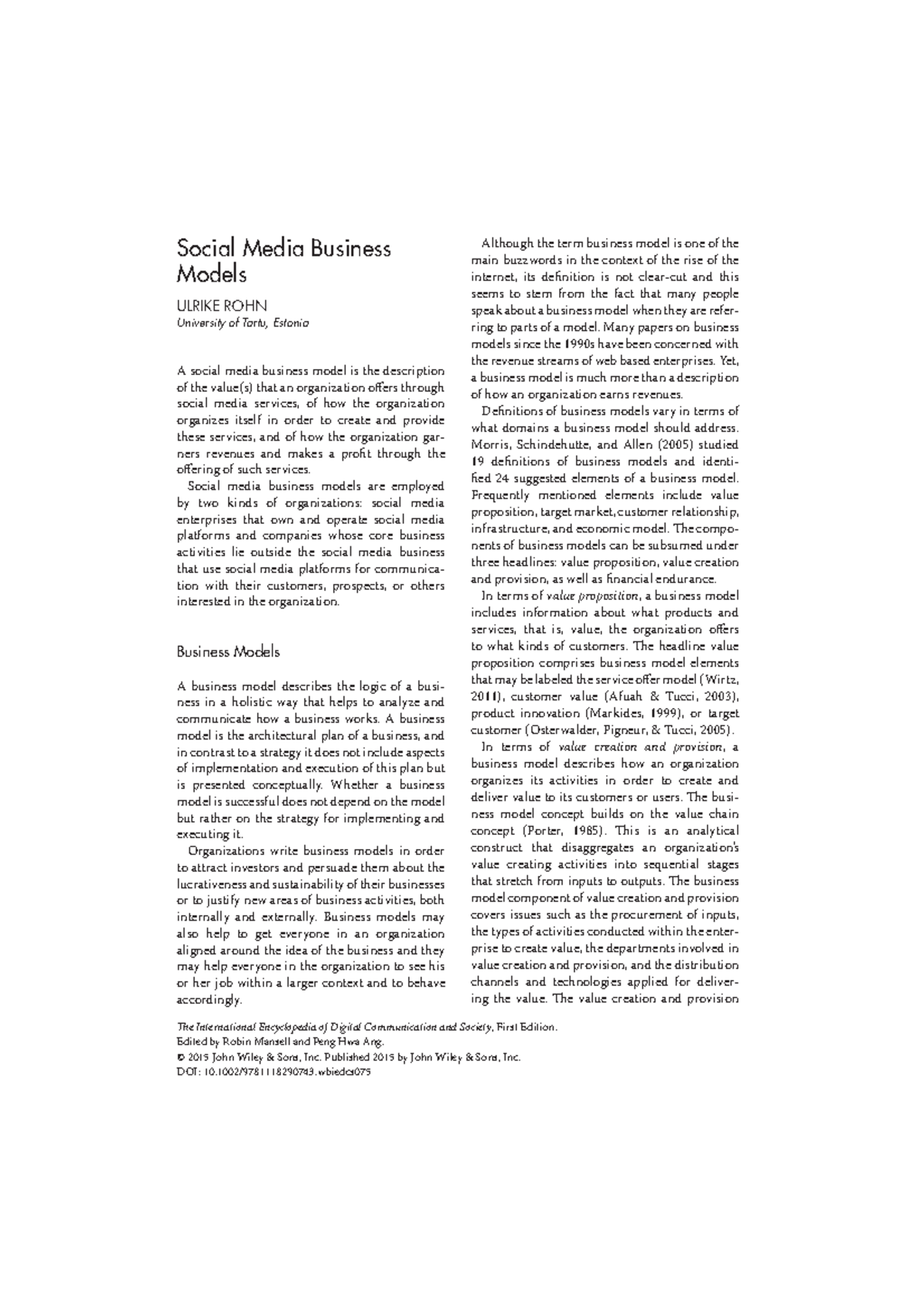 Social Media Business Models In The Inte - Social Media Business Models ...
