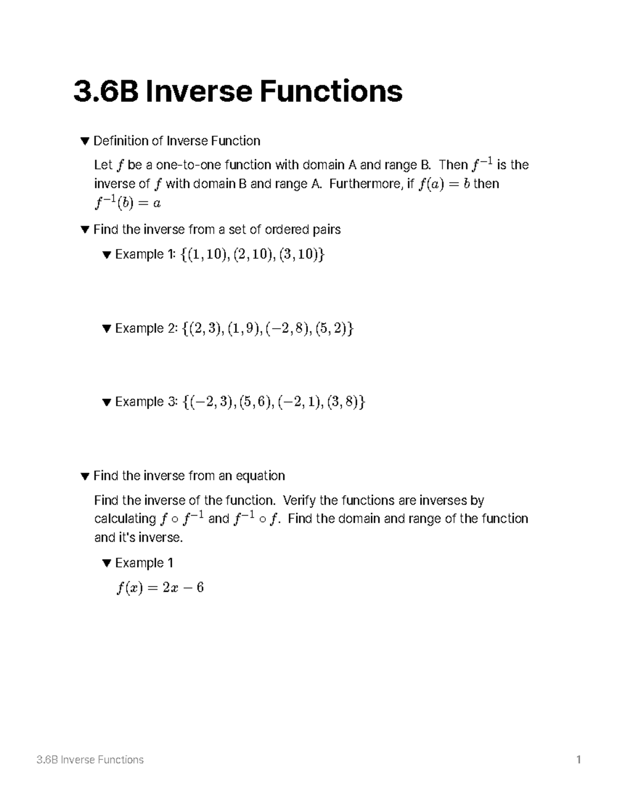 MAC1105-3 inverse functions - 3 Inverse Functions 1 3 Inverse Functions ...
