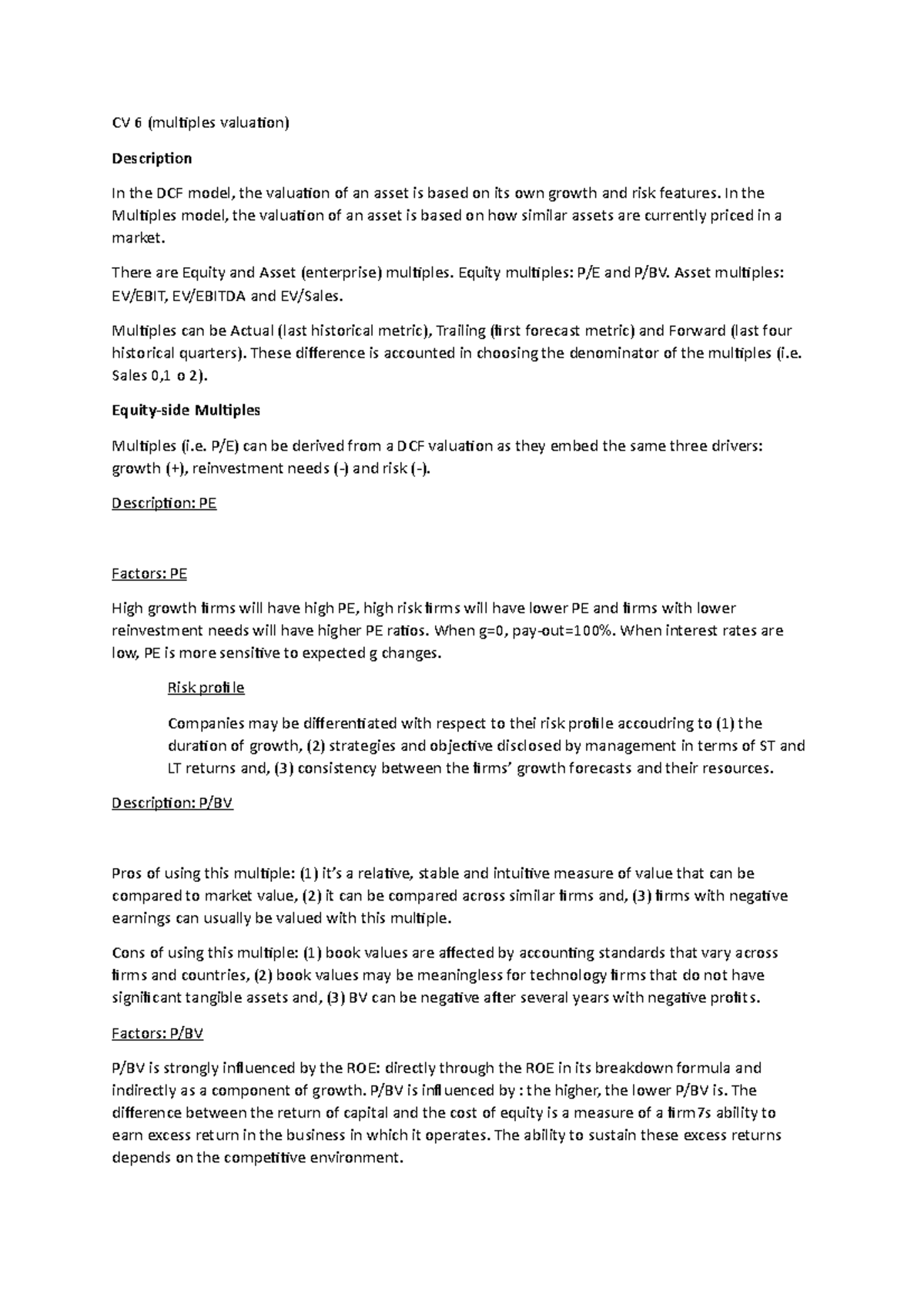 Session 6 (multiples valuation) - CV 6 (multiples valuation ...