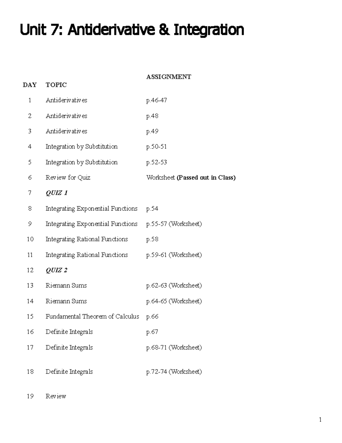 Unit 7 Integration Updated 2011 LOCK - Unit 7: Antiderivative ...