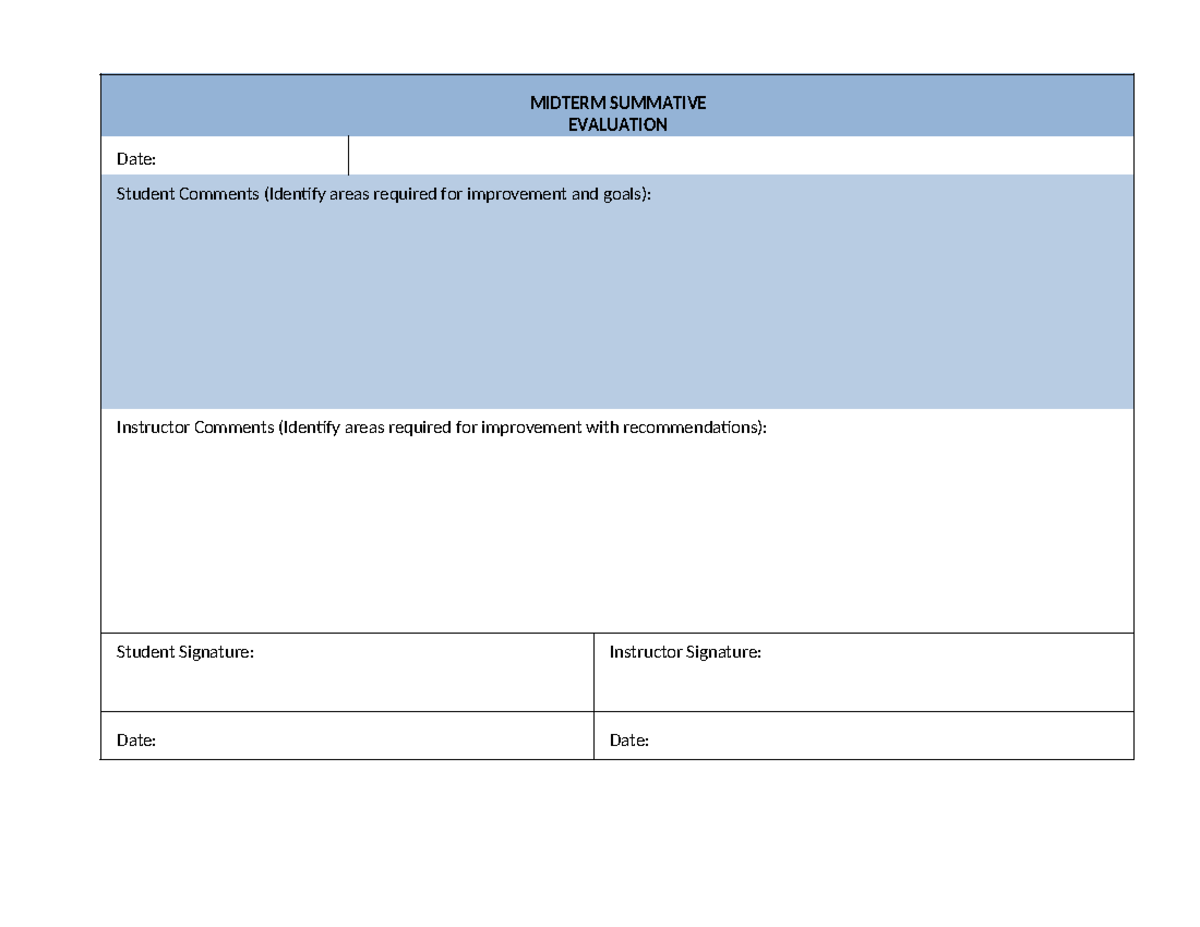 Midterm Clinical Evaluation - NUR 335L - MIDTERM SUMMATIVE EVALUATION ...