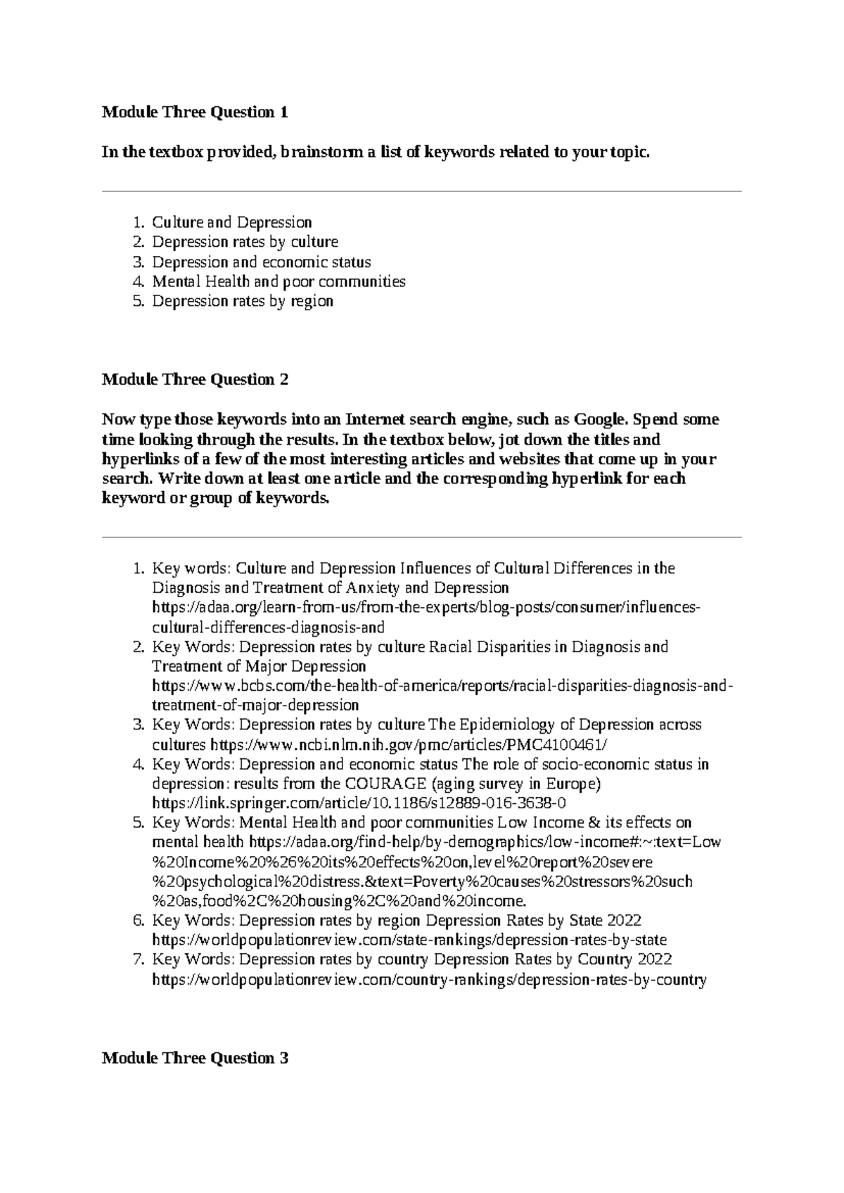 Module 3 Short Responses Module Three Question 1 In The Textbox Provided Brainstorm A List Of