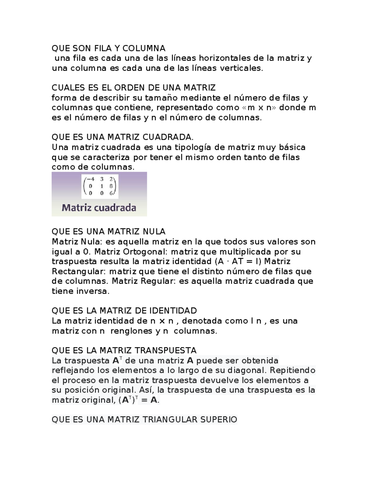 QUE SON FILA Y Columna - matriz - QUE SON FILA Y COLUMNA una fila es ...