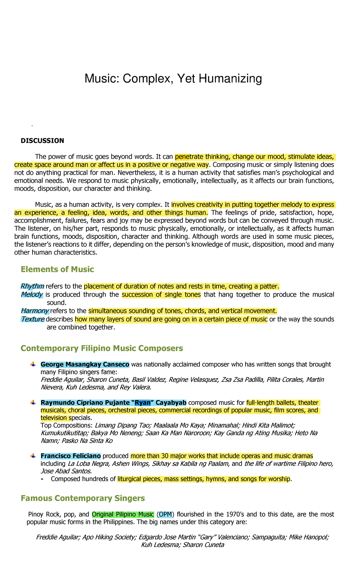 Music- Complex, Yet Humanizing - CAPITOL UNIVERSITY Cagayan de Oro City ...