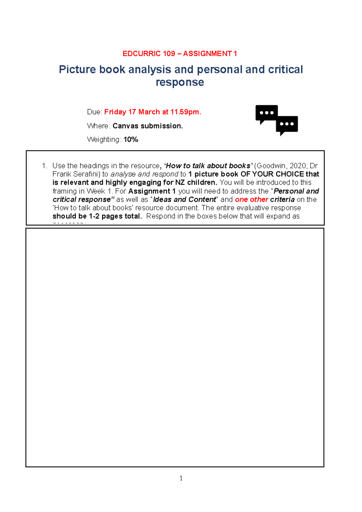 Edcurric 109 ASS 1 Template Final 2023 - EDCURRIC 109 – ASSIGNMENT 1 ...
