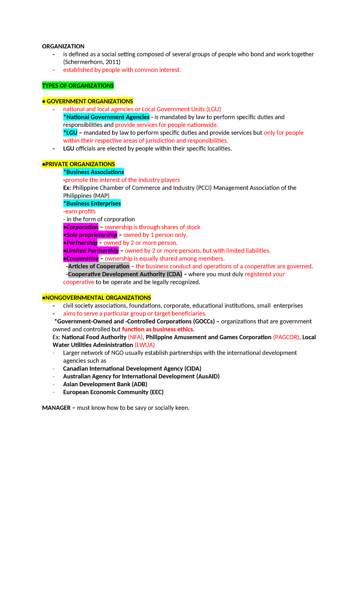 organization subject - ORGANIZATION is defined as a social setting ...