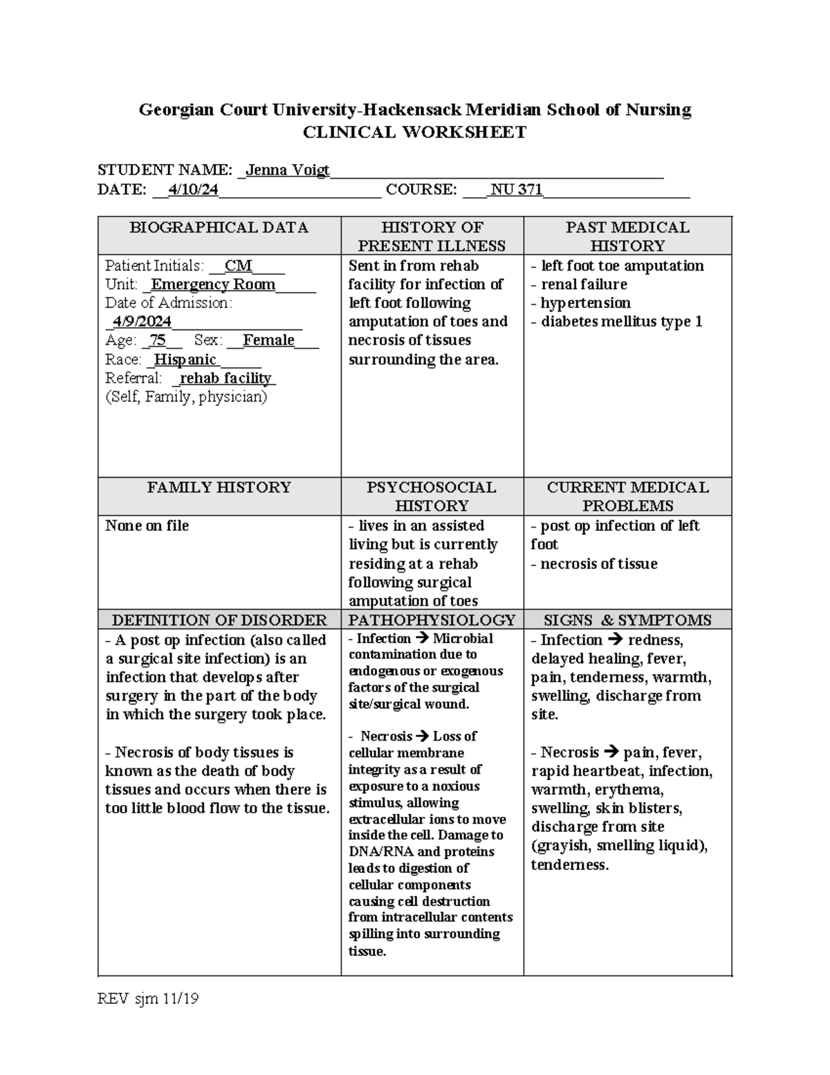 4:10 care plan - Georgian Court University-Hackensack Meridian School ...