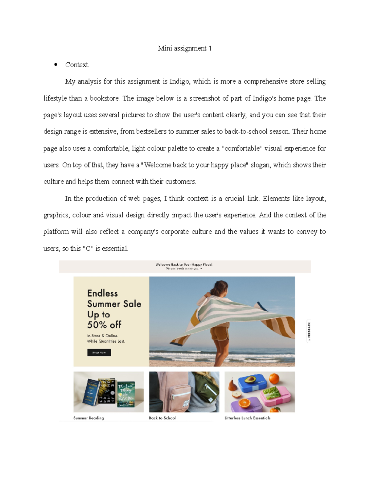 Mini Assignment 1 Yep Mini Assignment 1 Context My Analysis For This Assignment Is Indigo