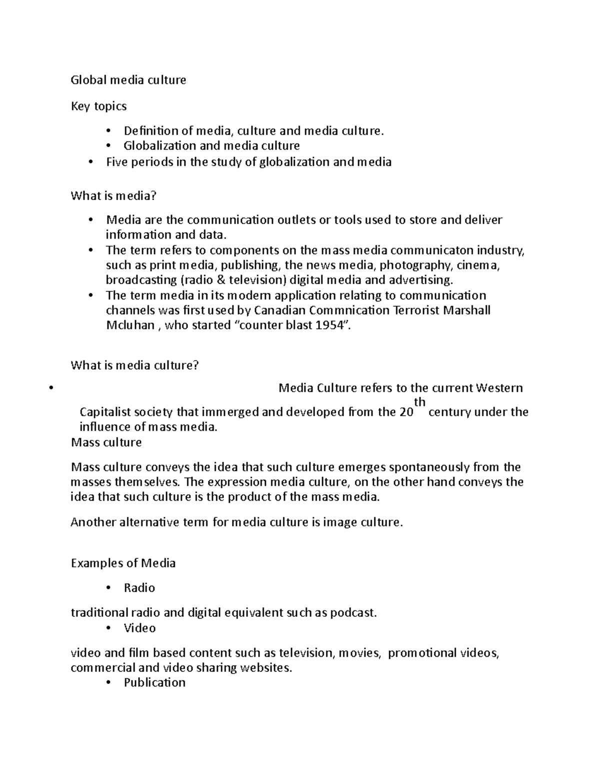 Gec 5 6.Global Culture and Media - Global media culture Key topics ...
