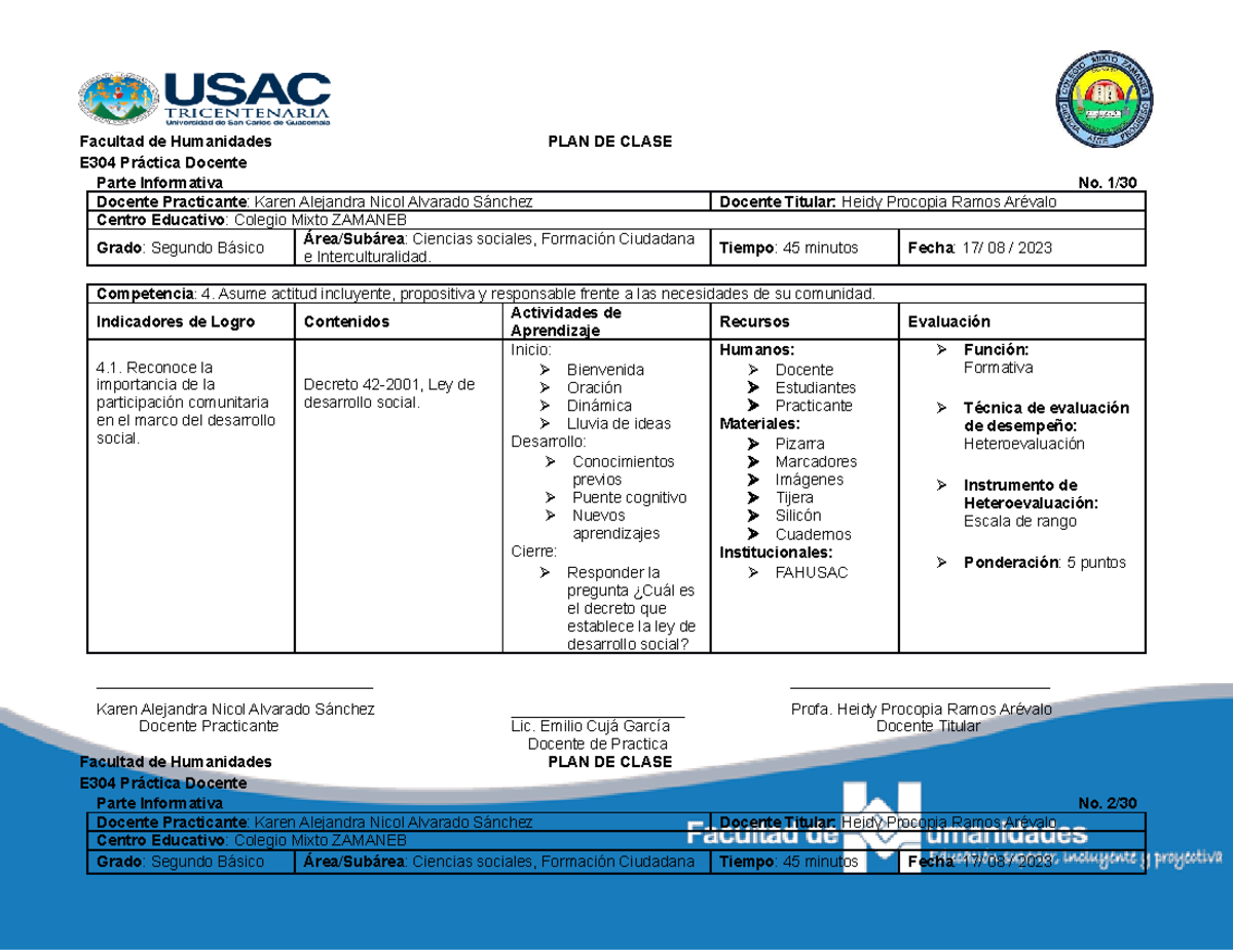 30 Planes - cuadro de plan de unidad ciencias sociales - Facultad de ...