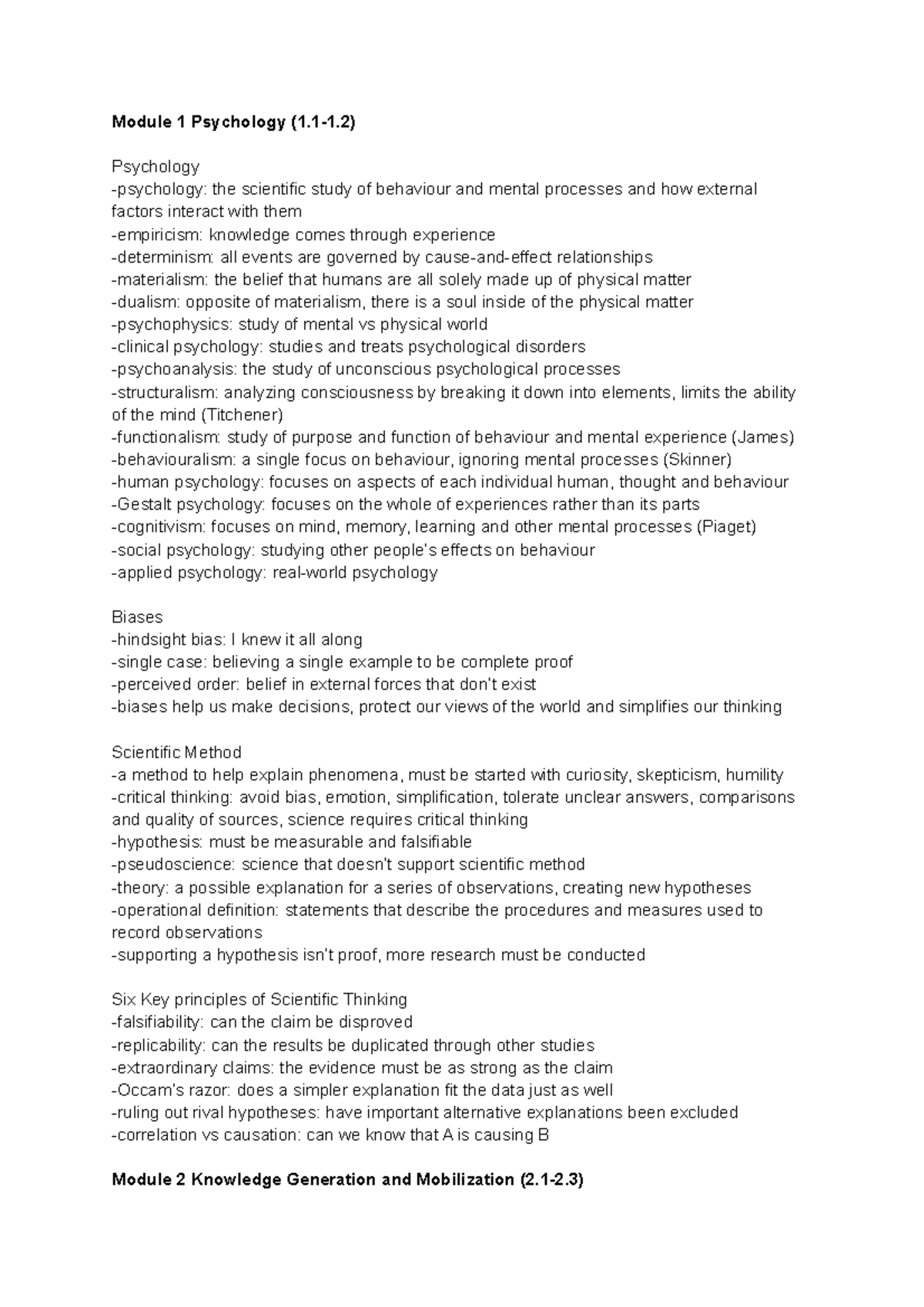Psych Study Notes - Module 1 Psychology (1.1-1) Psychology -psychology ...