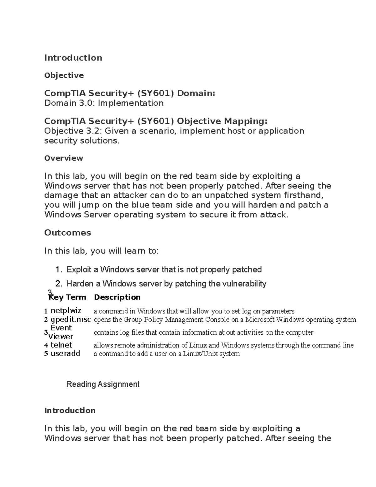 IT 320 Lab 2 notes - Introduction Objective CompTIA Security+ (SY601 ...