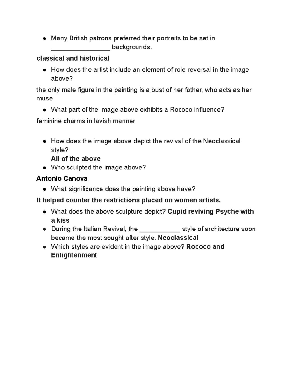 18th Century Art in Europe Quiz - Many British patrons preferred their ...